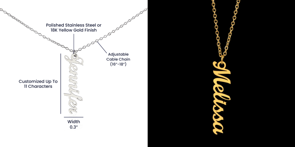 Design and Care Advice - Vertical Name Necklace – ShineOn